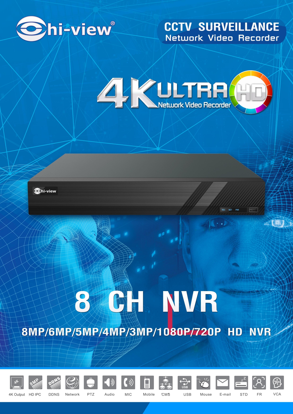 Hi-View เครื่องบันทึกกล้องวงจรปิด NVR 8 CH รุ่น HP-9708-AI - Storetex Shop : Inspired by LnwShop.com