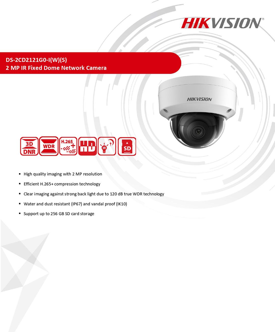 Hikvision กล้องวงจรปิด 2MP AcuSense Dome Network Camera รุ่น DS-2CD2126G2-ISU (D) - Storetex ...