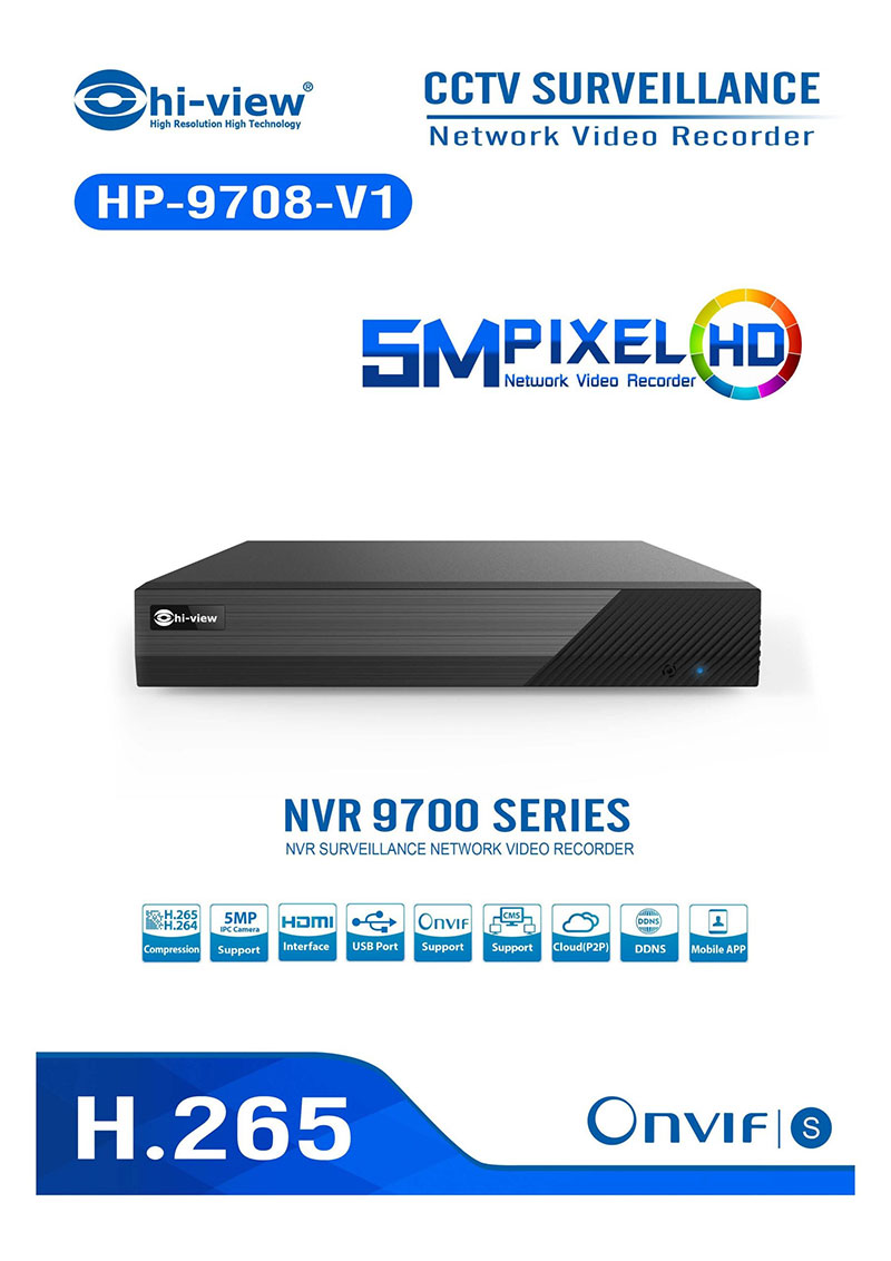 Hi-View ชุดกล้อง 8 ตัว IP Camera 2MP รุ่น HP-66B20PEOD-M + HP-9708-V1 NVR 8 ช่อง - Storetex Shop
